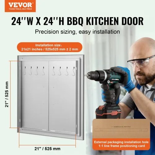 BBQ přístupová dvířka, 610 × 610 mm dvojitá venkovní kuchyňská dvířka – B011S