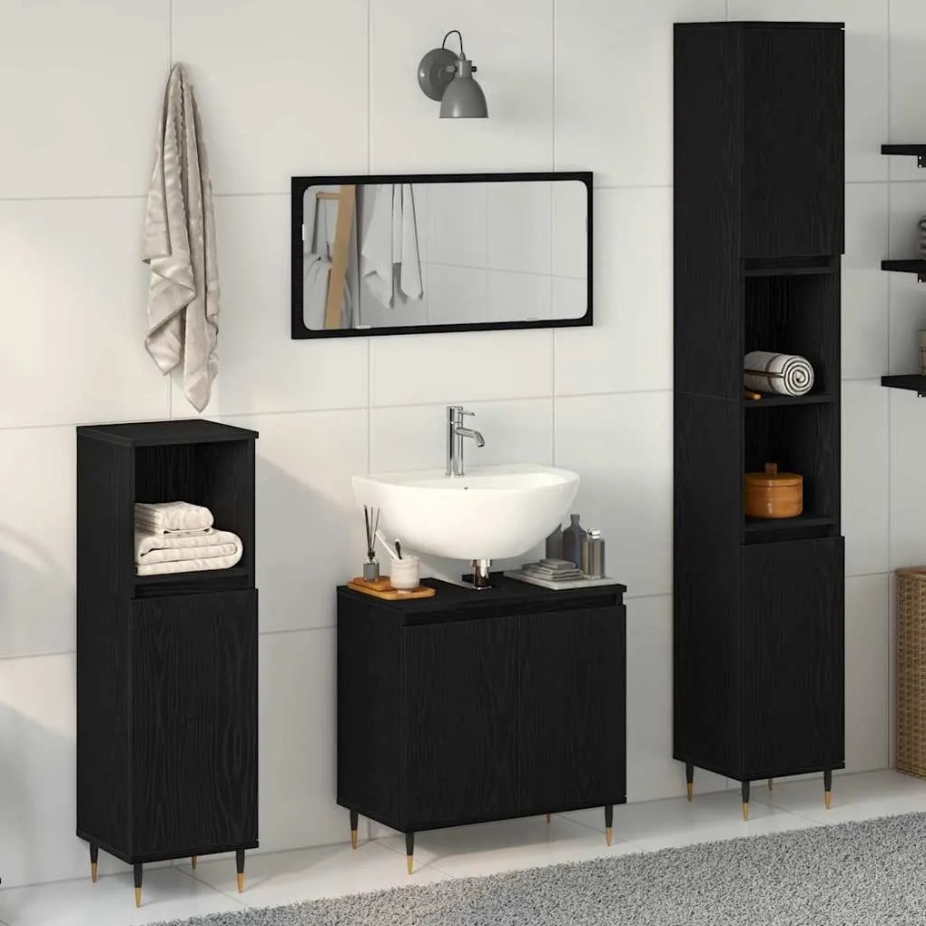 Sada koupelnového nábytku 3 ks Černý dub 30 x 30 x 190 cm 3333098