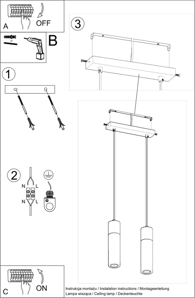 Sollux Lighting Závěsné svítidlo ZANE 2 šedé