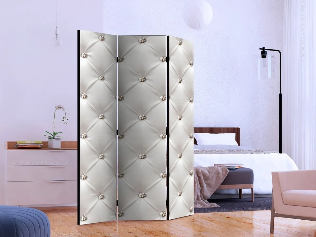 Paraván bílá kůže Glamour II (135x172 cm) - Murando DeLuxe