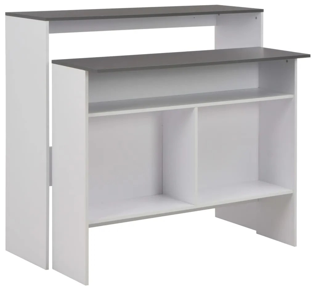 Barový stůl se 2 stolními deskami bílý a šedý 130 x 40 x 120 cm 280221