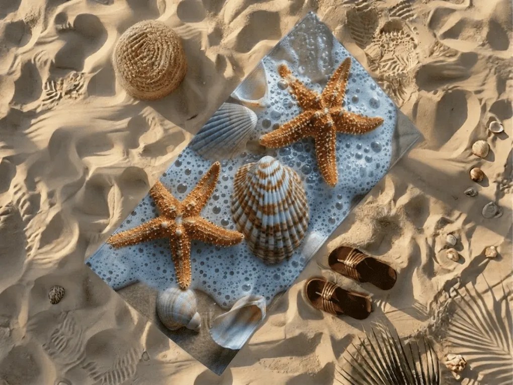 Rychleschnoucí plážová osuška SEA STARS barevná 70 x 140 cm, 100% mikrovlákno