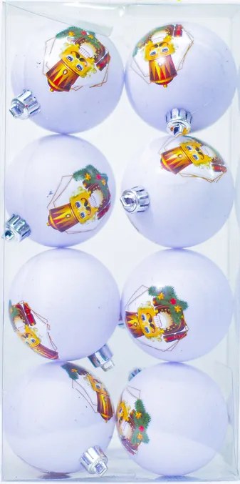 Set vánočních koulí s Louskáčkem DUE ESSE / pr. 7 cm / 8 ks / bílá