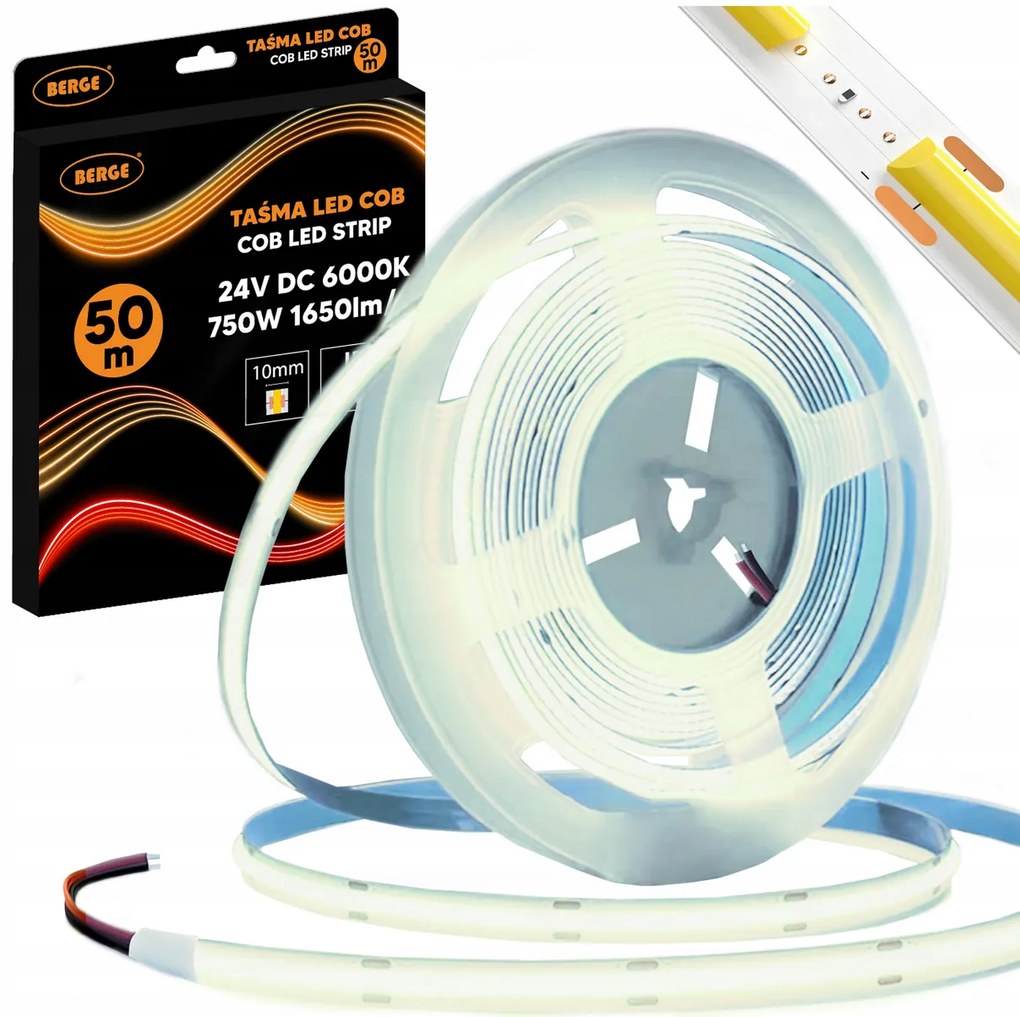 BERGE LED pásek COB Neon 24V - 528D - 15W/m - IP20 - 1650lm - 50m - studená barva