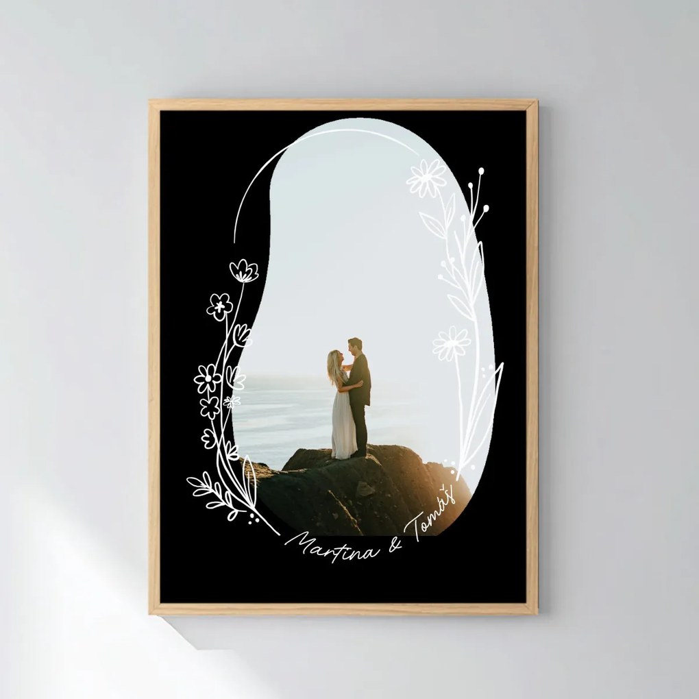Personalizovaný magický fotoobraz v rámu - 30x40 - květinové orámování