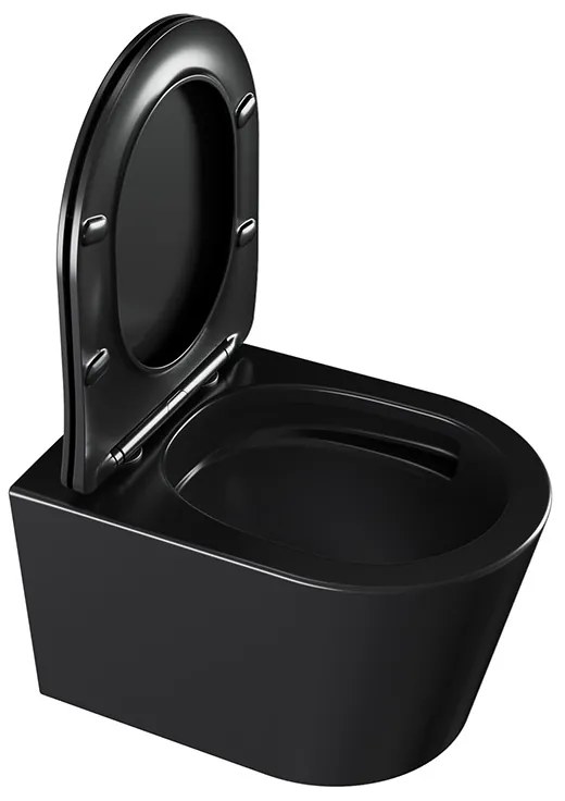 BPS-koupelny Závěsná WC mísa se SoftClose sedátkem HYD-4667, černá mat