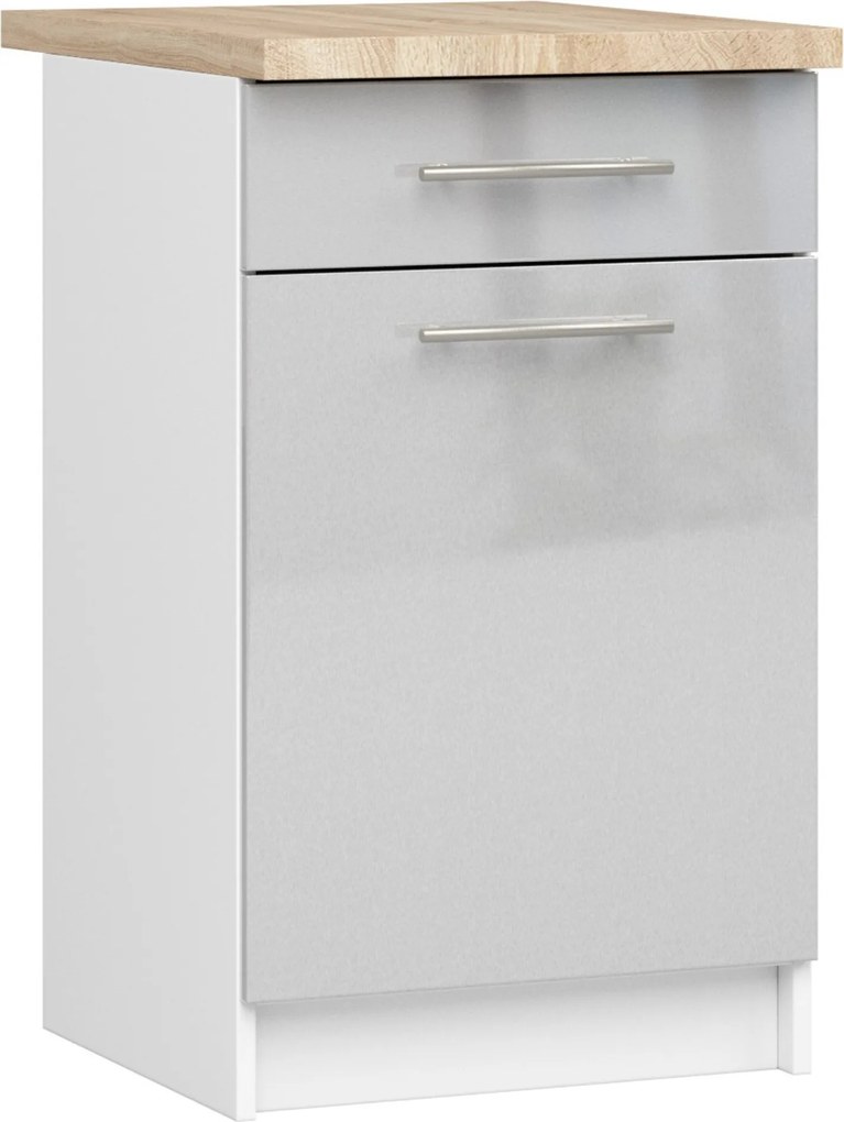 Kuchyňská skříňka Olivia S50 SZ1 bílá/metalický lesk