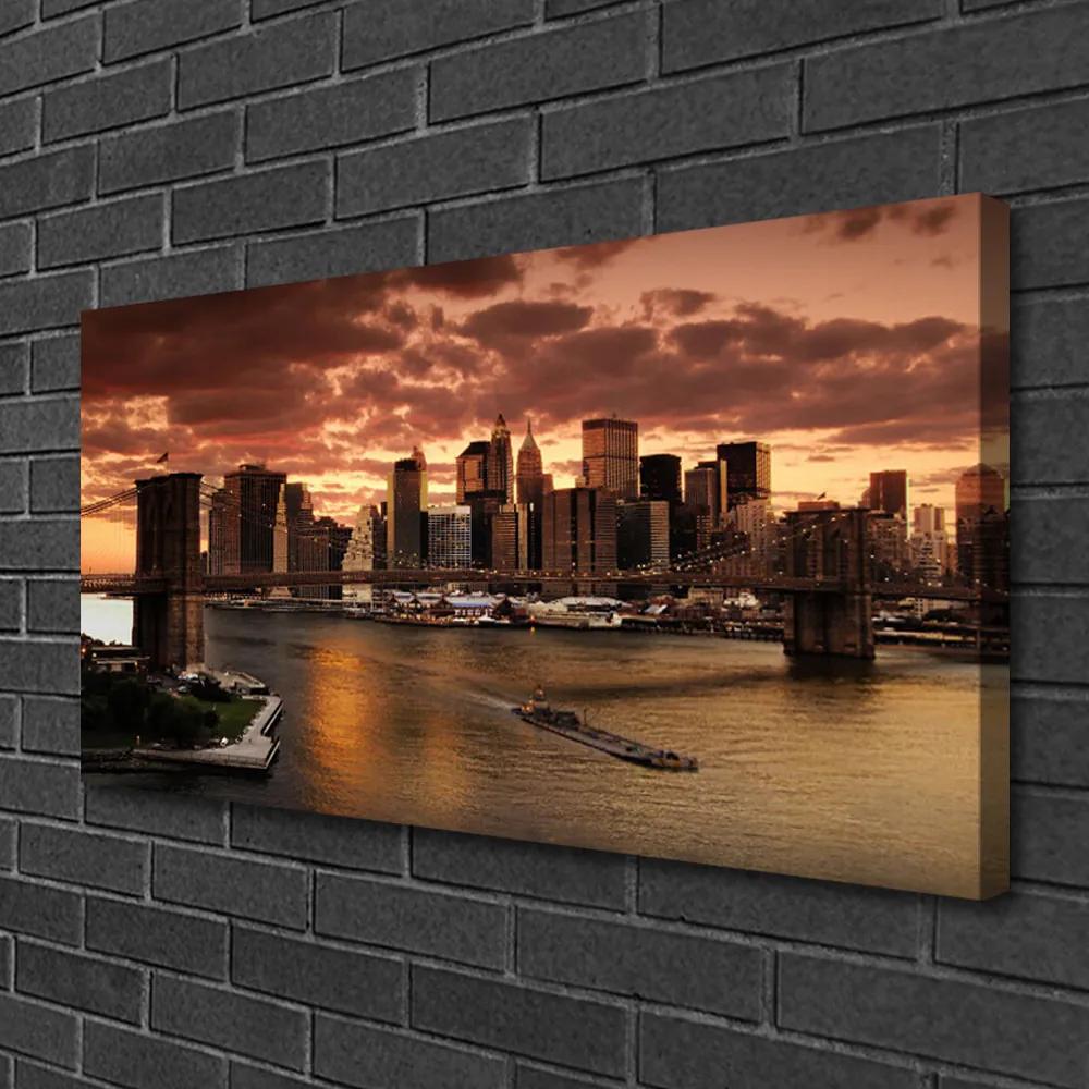 Obraz na plátně Město Brooklynský Most 125x50 cm