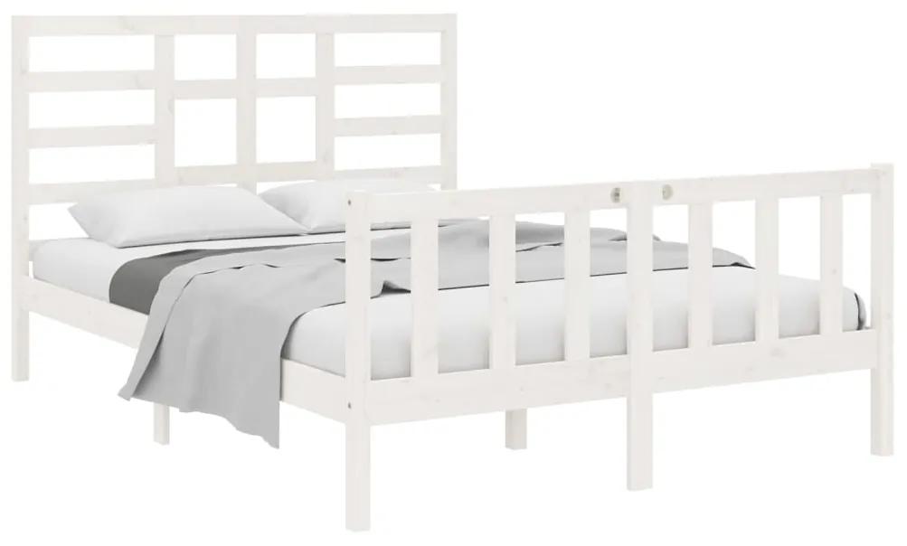 Rám postele bílý masivní dřevo 135 x 190 cm dvojlůžko,  3105901