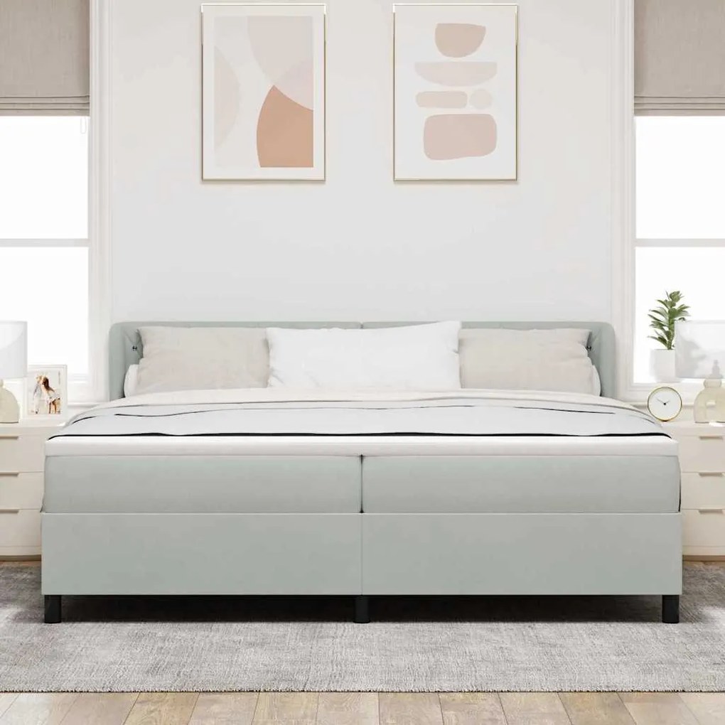 Postel s boxspringem s matrací Světle šedá 200 x 200 cm samet 3340352