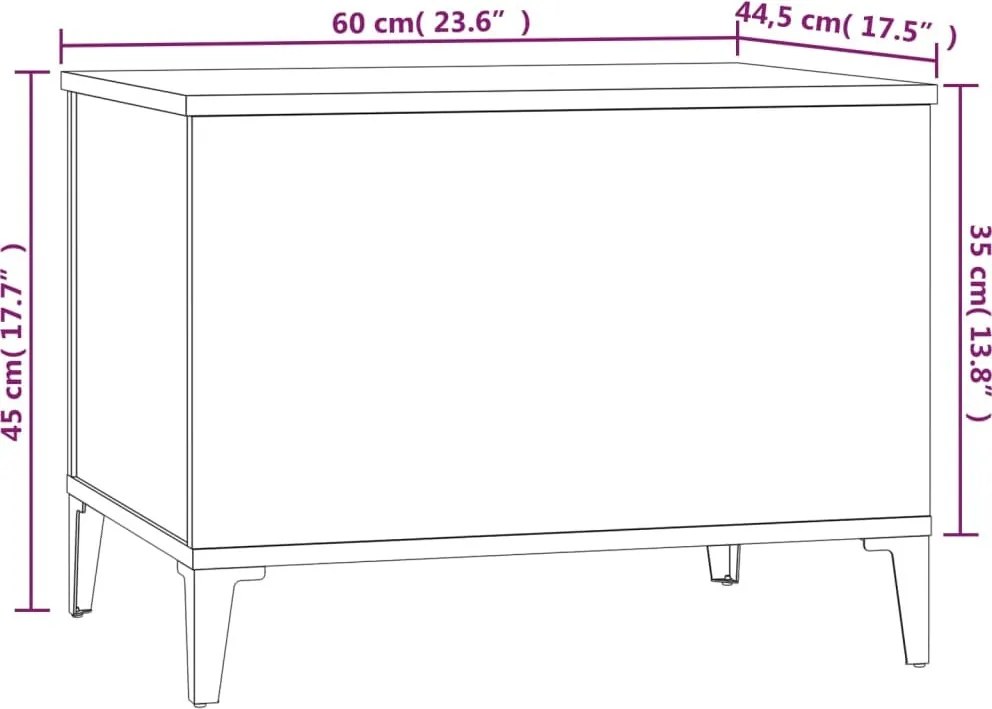 vidaXL Konferenční stolek 60x44,5x45 cm kompozitní dřevo [819578] Barva: bílá s vysokým leskem