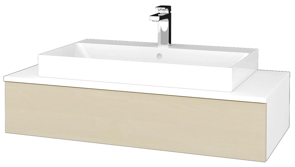 Dřevojas Koupelnová skříňka MODULE SZZ 100 Varianta: N01 Bílá lesk / D16 Beton tmavý