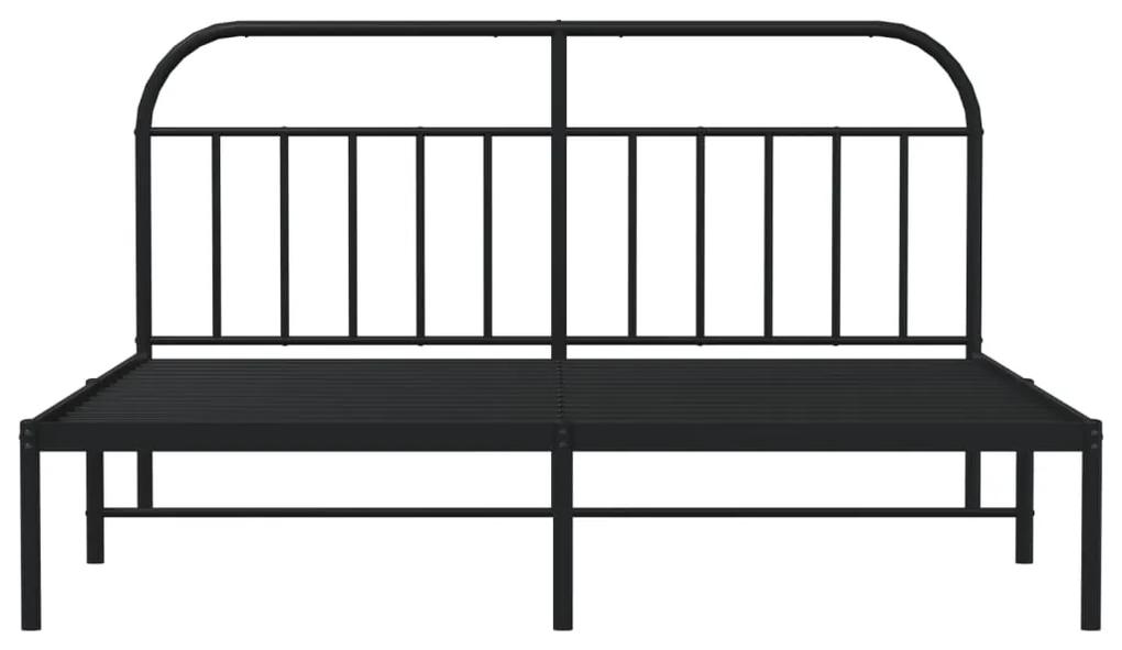 Kovový rám postele s čelem černý 183 x 213 cm,  353640