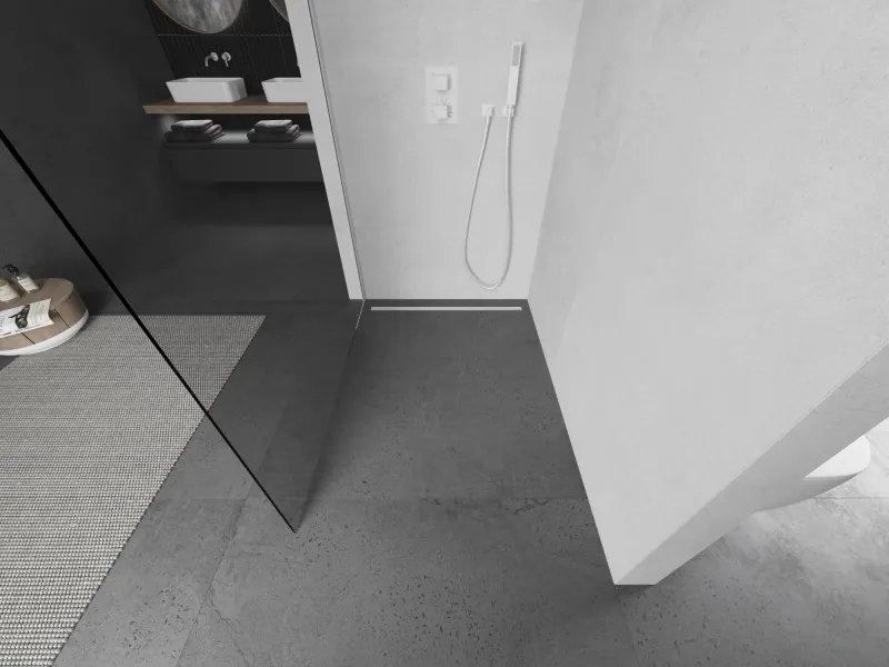 Mexen Kioto L, sprchová zástěna Walk-In 80 x 200 cm, 8mm čiré sklo, bílý profil, 800-080-103-20-00