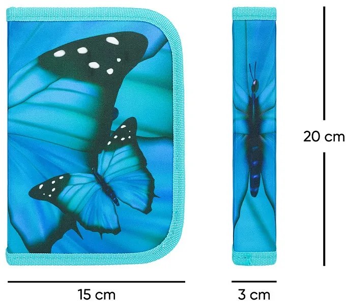 BAAGL - jednopatrový školní penál Butterfly, 2 chlopně
