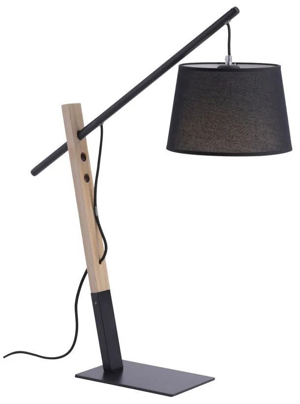 PAUL NEUHAUS Stolní lampa v černé s dřevěnými elementy v moderním skandinávském designu PN 4506-18