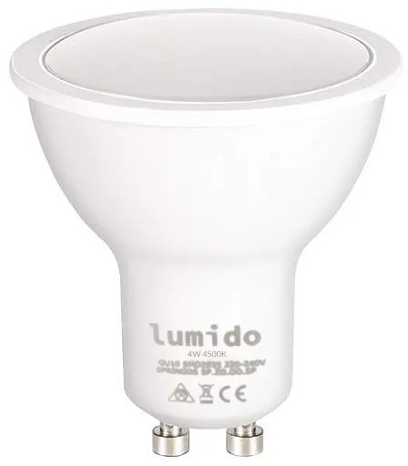 LED žárovka GU10, 4W, 380lm, neutrální bílá, 5400K LUMIDO