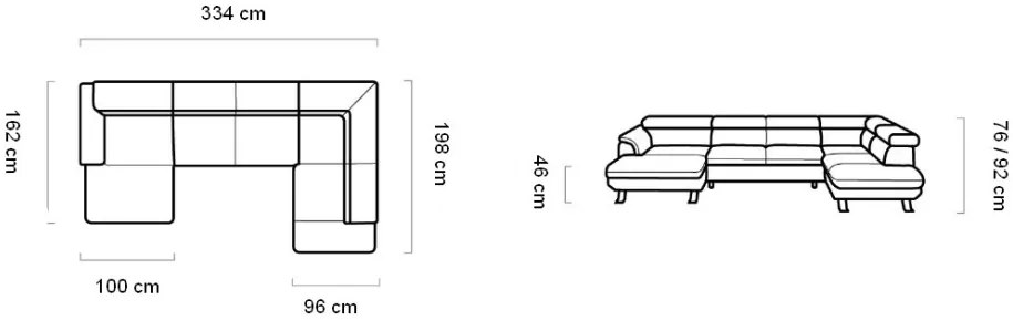 Sedací souprava Raven XL, krémová látka, tvar pravé U