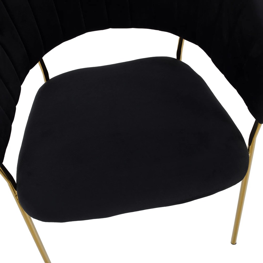 Designové jídelní křeslo, černá Velvet látka/gold chrom zlatý, DASMIN TYP 1