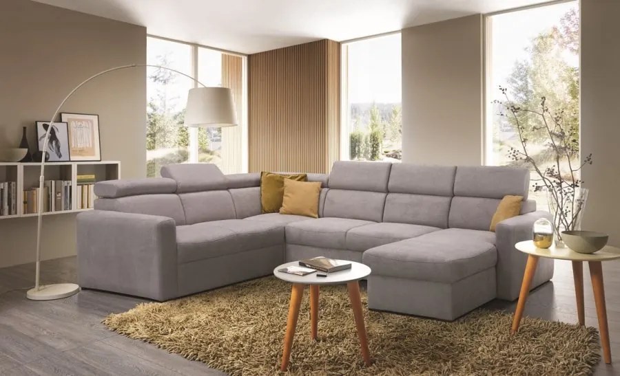 Casarredo - Komfort nábytek Rozkládací sedací souprava do U SELECT pravá, látky A1 | potah: lena 96,barva: N9 wenge