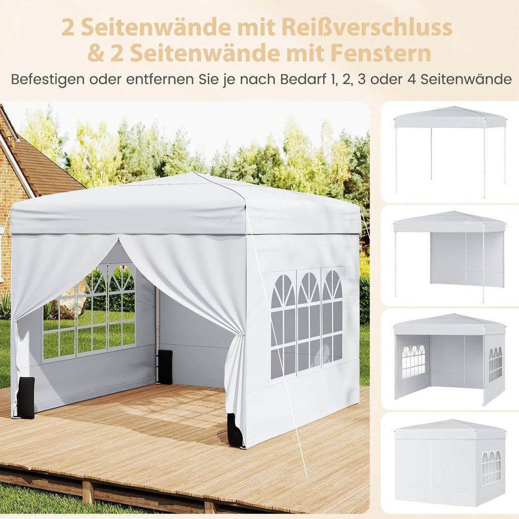Costway Pavilon Výsuvný skládací altán s 4 Odnímatelné boční stěny 3 oddíl