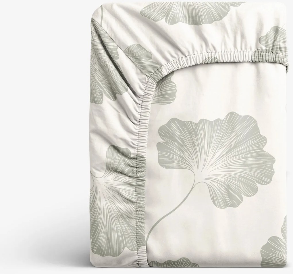 Goldea bavlněné napínací prostěradlo - listy ginkgo 90 x 200 cm