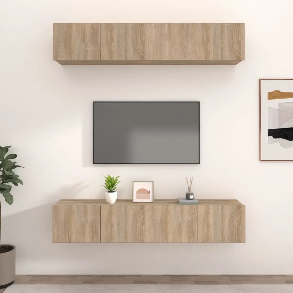 TV skříňky 4 ks dub sonoma 80 x 30 x 30 cm kompozitní dřevo 3114184