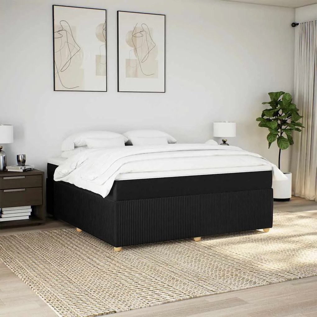 Box spring postel s matrací černá 180x200 cm textil 3285590