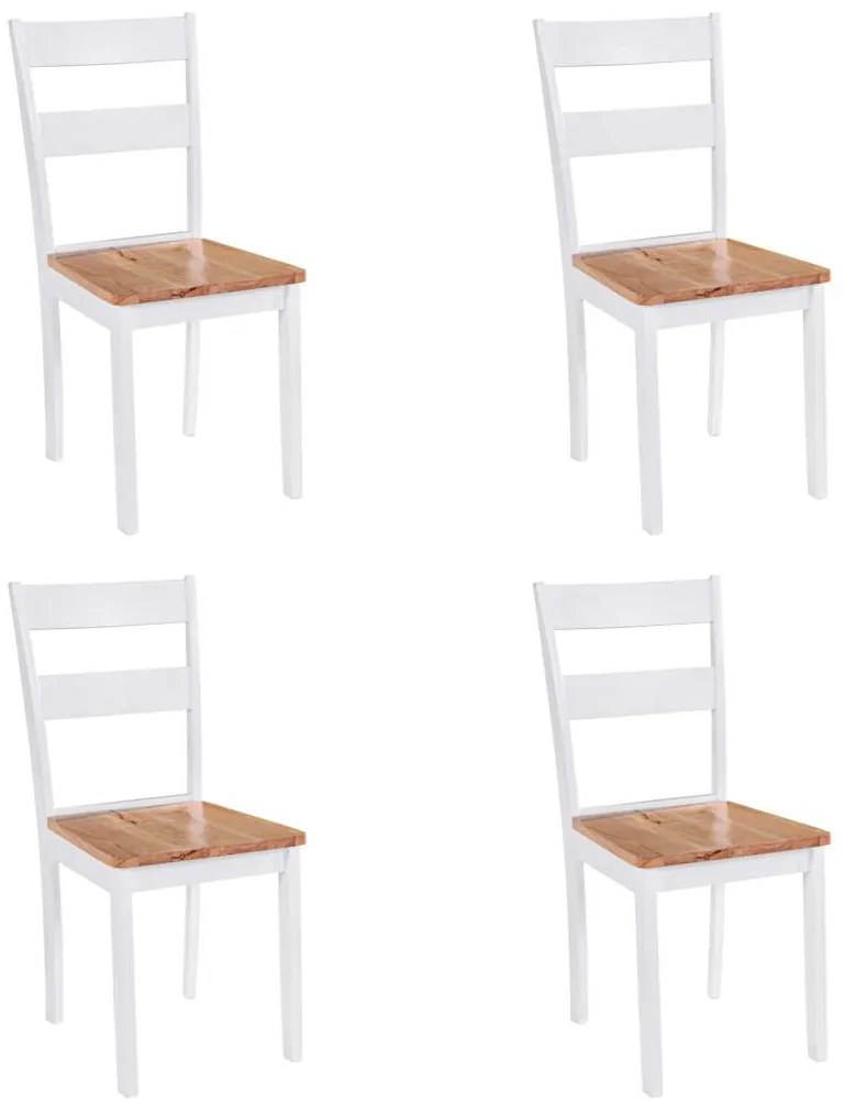 Jídelní židle 4 ks bílé masivní kaučukovník 245369