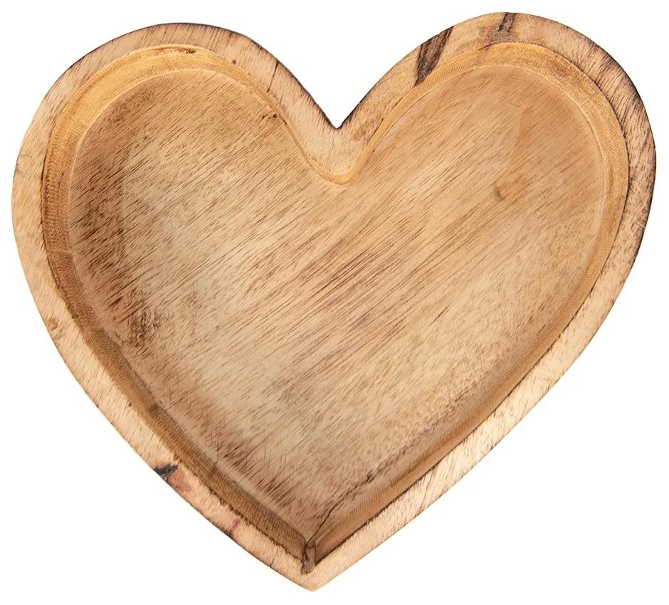 Dekorační dřevěná servírovací mísa ve tvaru srdce - 24*23*4 cm
