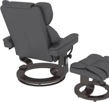 HOMCOM Relaxační křeslo s masážní funkcí a podnožkou Masážní křeslo s funkcí polohování, imitace kůže, černé