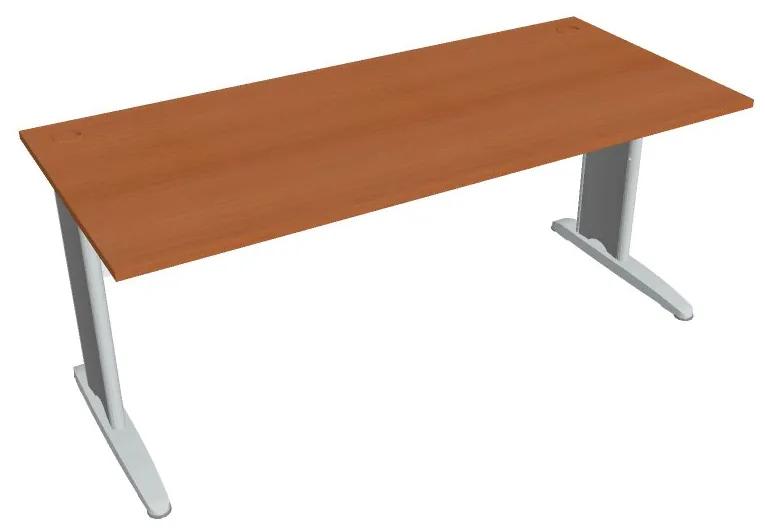 Stůl pracovní rovný 180 cm - Hobis Cross CS 1800 Dekor stolové desky: třešeň, Dekor lamino podnože: bílá, Barva nohou: Stříbrná