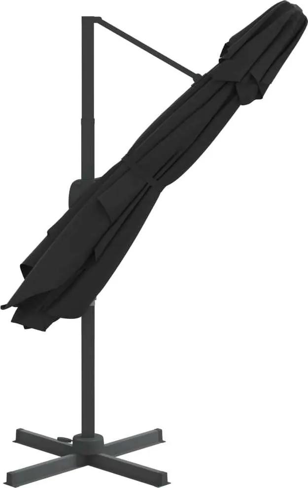 vidaXL Konzolový slunečník s dvojitou stříškou černý 400 x 300 cm [319952]