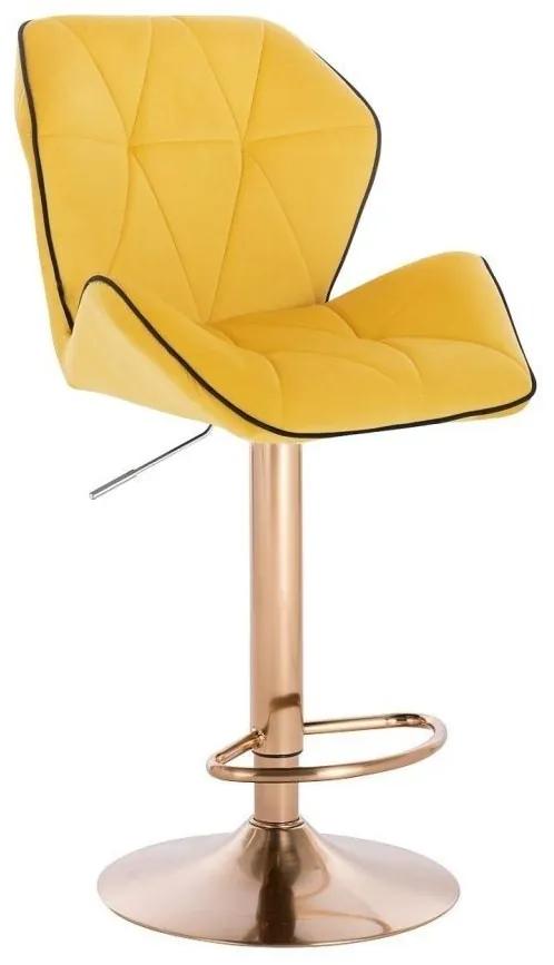 LuxuryForm Barová židle MILANO MAX VELUR na zlatém talíři - žlutá