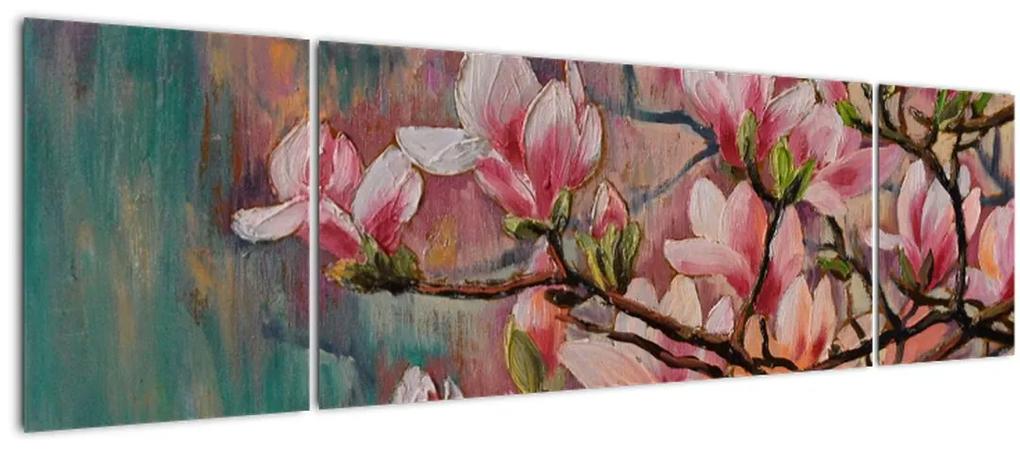 Obraz - Olejomalba, Rozkvetlá sakura (170x50 cm)