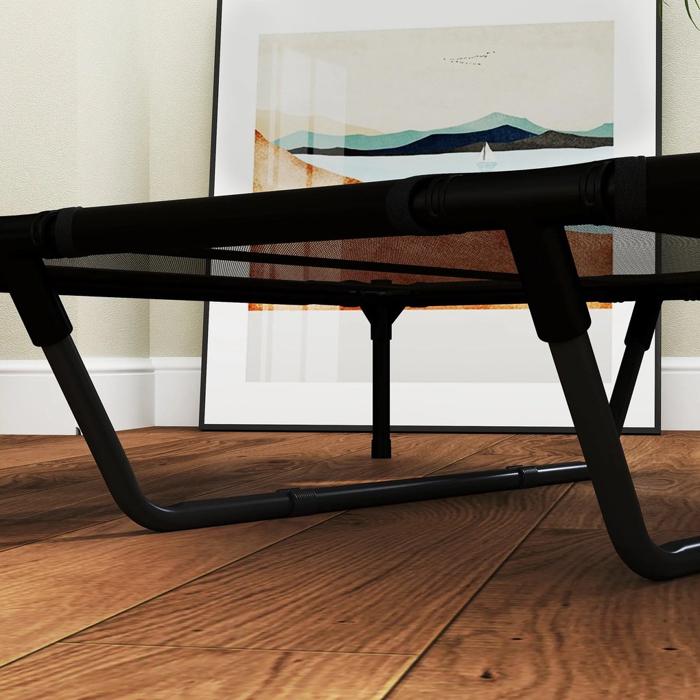 PawHut Přenosný Zdvižený Pelíšek pro Psy a Kočky s Prodyšnou Síťovinou a Oxfordskou Tkaninou pro Vnitřní a Venkovní Použití 122x92x23 cm Černý