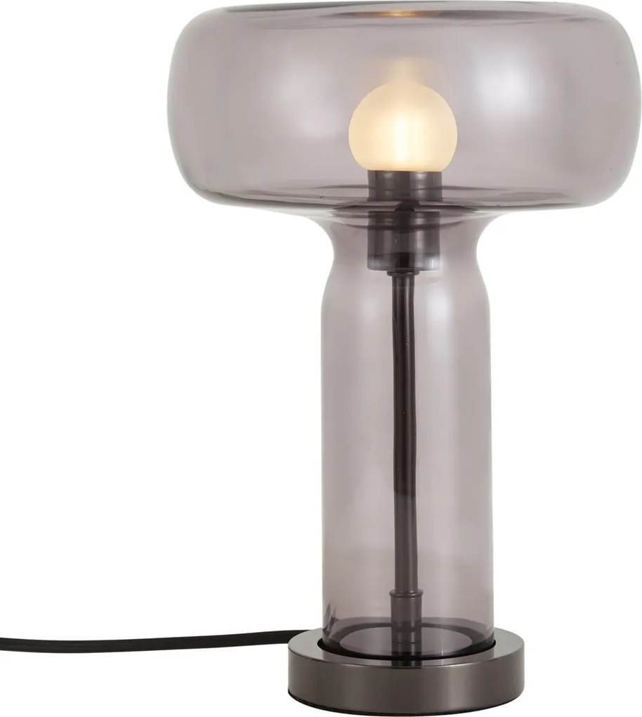 Stolní lampa Hotel Chic kovově šedá s kouřovým sklem - Amara