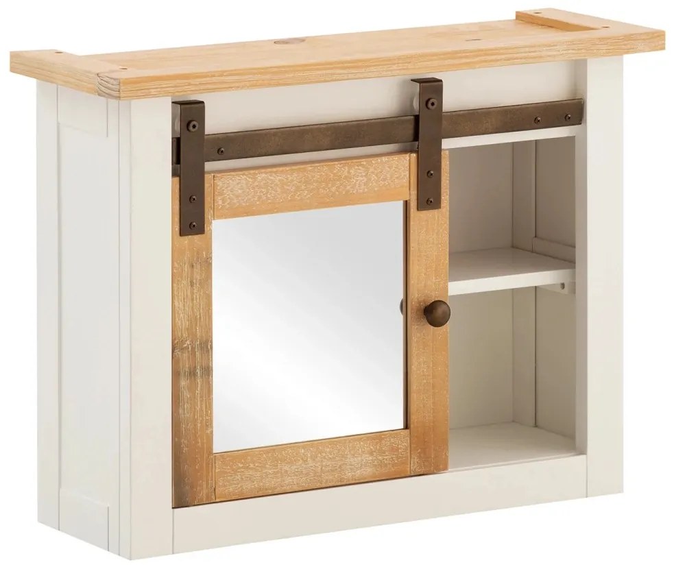 furniture-nabytek.cz - Masivní skříňka se zrcadlem Caprino, borovice / MDF, lakovaná, bílá / hnědá