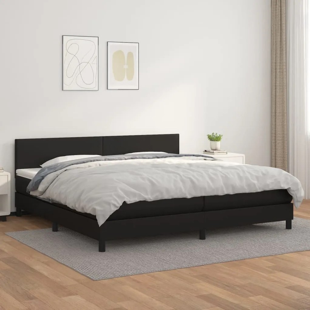 Box spring postel s matrací černá 200x200 cm umělá kůže 3141023