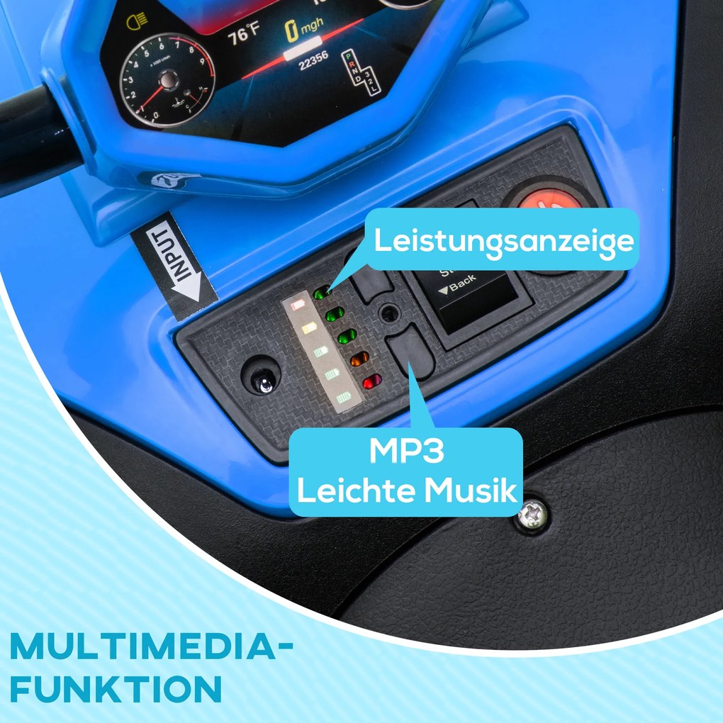 AIYAPLAY dětská elektrická čtyřkolka 12V dětská čtyřkolka s odpružením 4 kol, hudební přehrávač MP3, dětské vozidlo se světlometem, rychlost vpřed a …