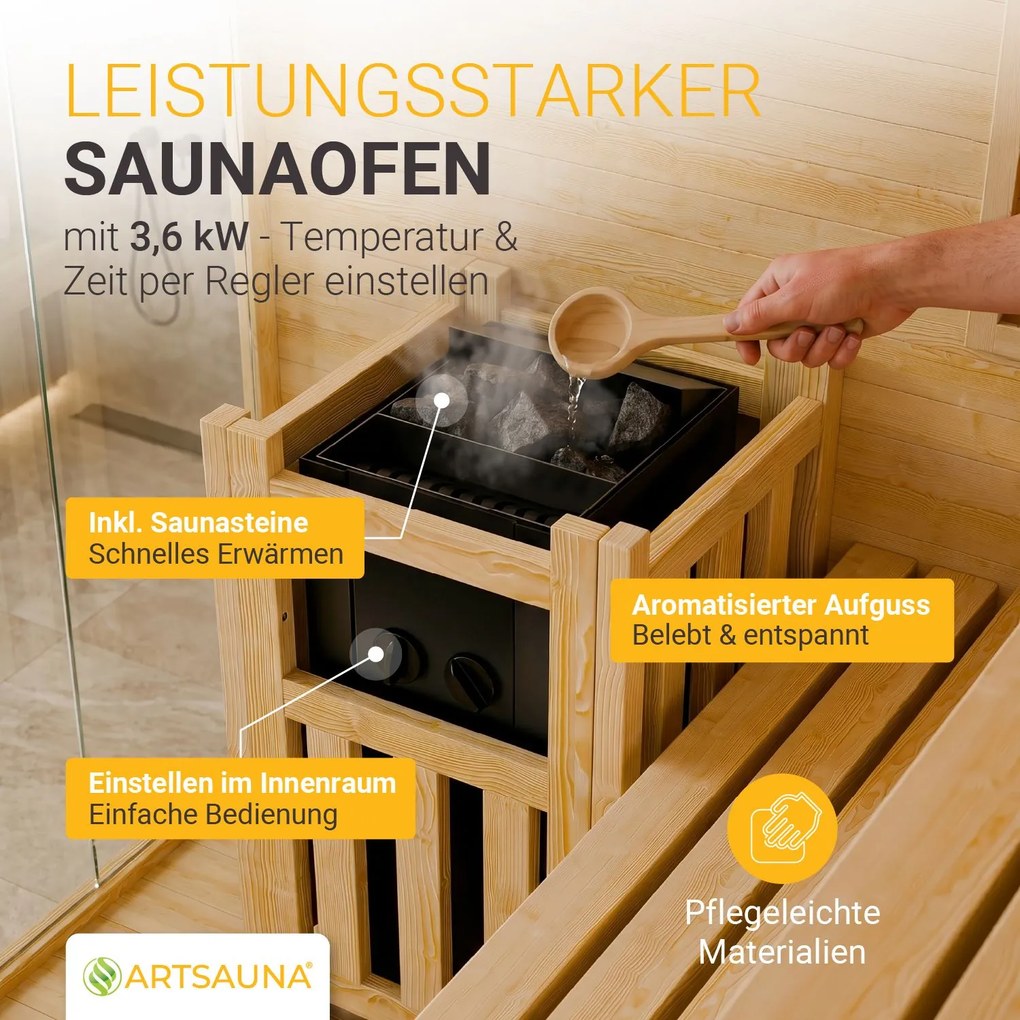 Artsauna Finská sauna Vantaa, černá Velikost: 120 cm