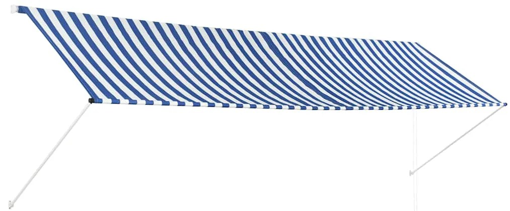 Zatahovací markýza modro-bílá 400 x 150 cm 143751