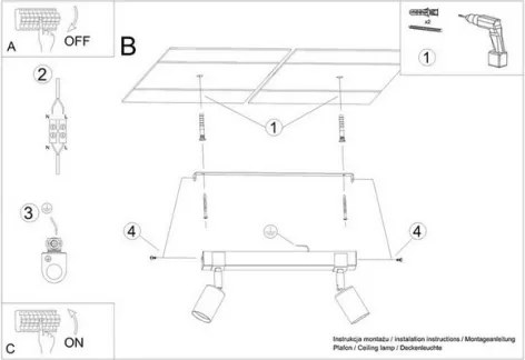 Stropní svítidlo SOLLUX ZUCA 2 černé E27 2x15W bez žárovky SL.1296