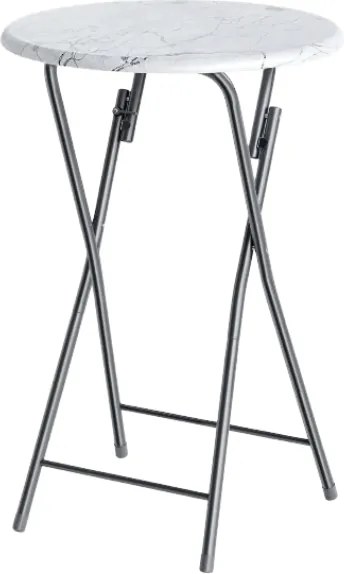 Sada 2 ks cateringových skládacích barových stolů MARLE 60 cm mramorově bílá