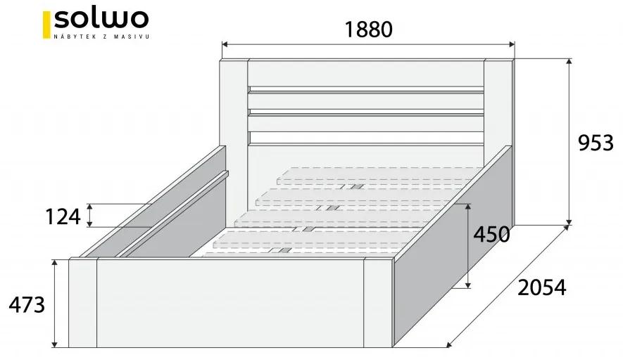 Masivní postel AMANDA - Solwo Design Dřevo a odstín oleje: BUK Cink - Olej odstín BO103, Rozměr spací plochy: 220x200