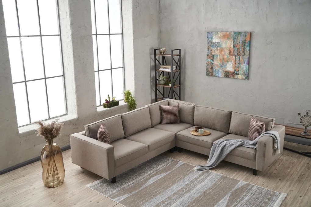 Atelier del Sofa Rohová sedací souprava Kale Linen - Cream, Krémová