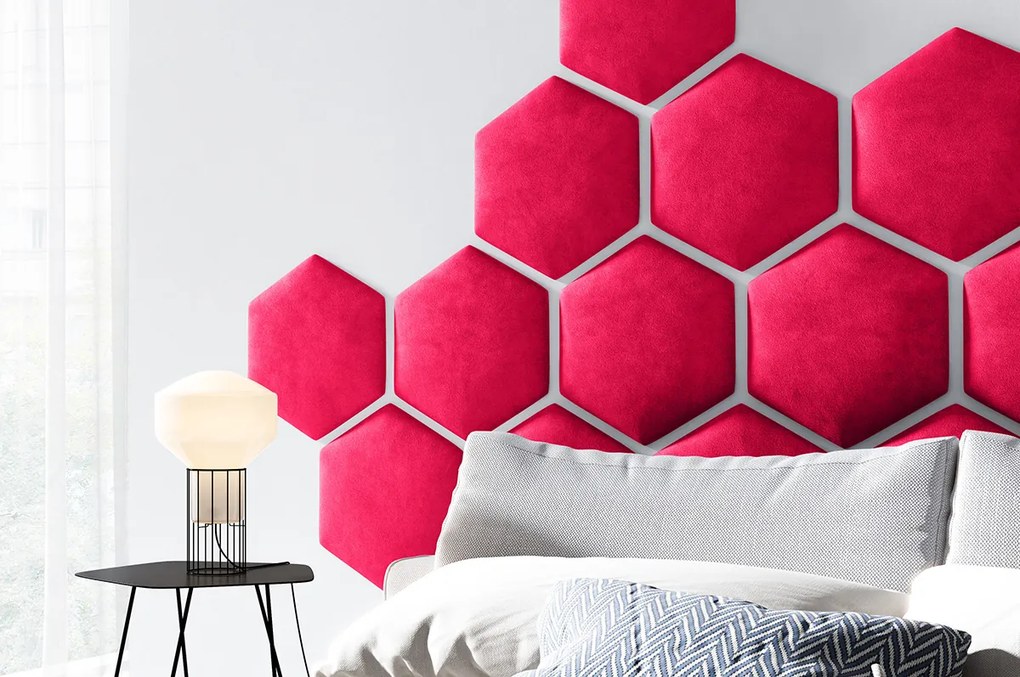 Eka Čalouněný panel Hexagon Trinity 40,5 cm x 35,3 cm - Červená 2309