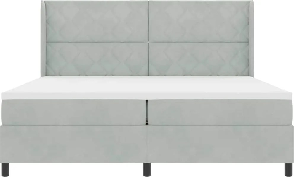 Postel s boxspringem s čelo Světle šedá 200 x 200 cm samet 3342080