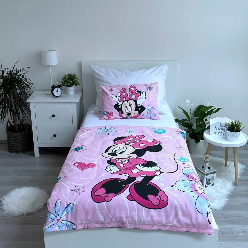 Jerry Fabrics Bavlněné povlečení 100x135 Mini mouse flowers povlak na polštář 40x60 23. srpna