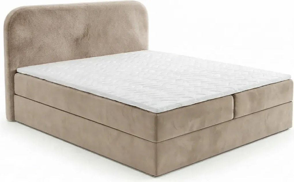 Čalouněná postel boxspring FORENA 140x200 cm béžová Matrace: Matrace Bonell pružinová